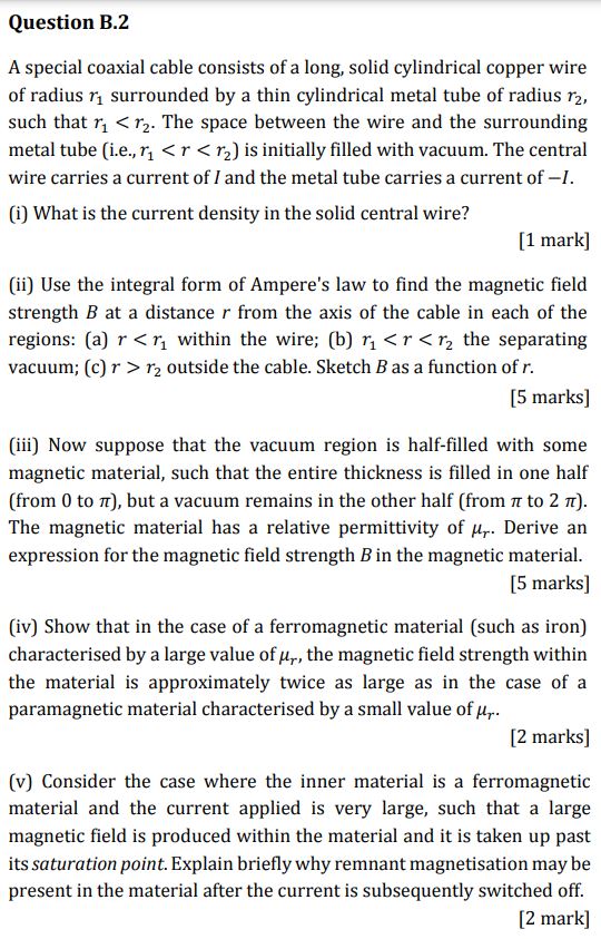 Solved Question B. 2A special coaxial cable consists of a | Chegg.com