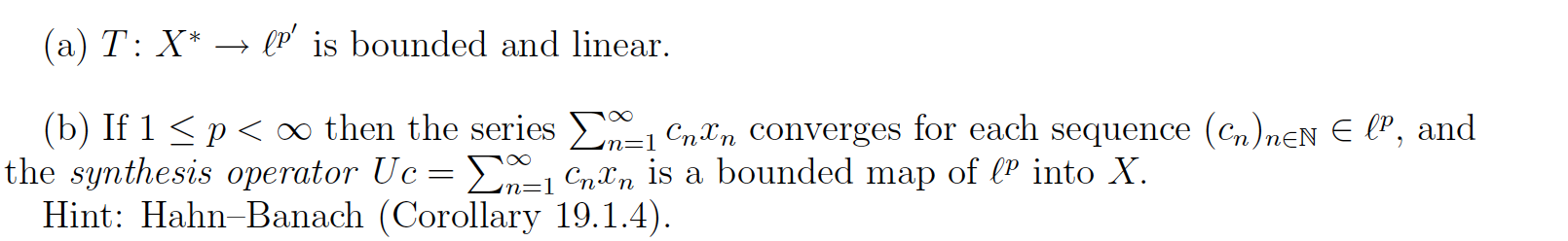 Let {{n}nen be a sequence in a Banach space X. Fix 1 | Chegg.com