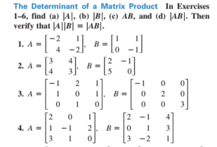 Solved The Determinant of a Matrix Product In Exercises 1−6, | Chegg.com