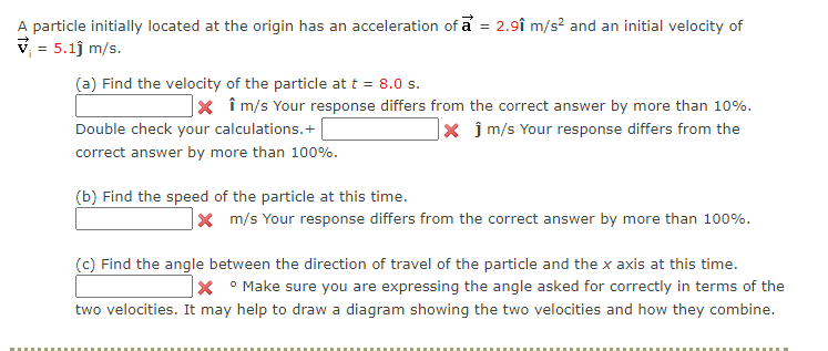 Solved A particle initially located at the origin has an | Chegg.com