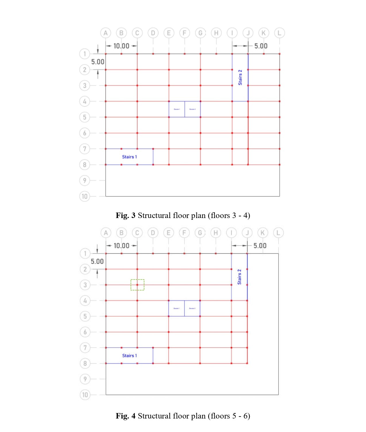 Fig. 3 Structural floor plan (floors 3 - 4) Fig. 4 | Chegg.com