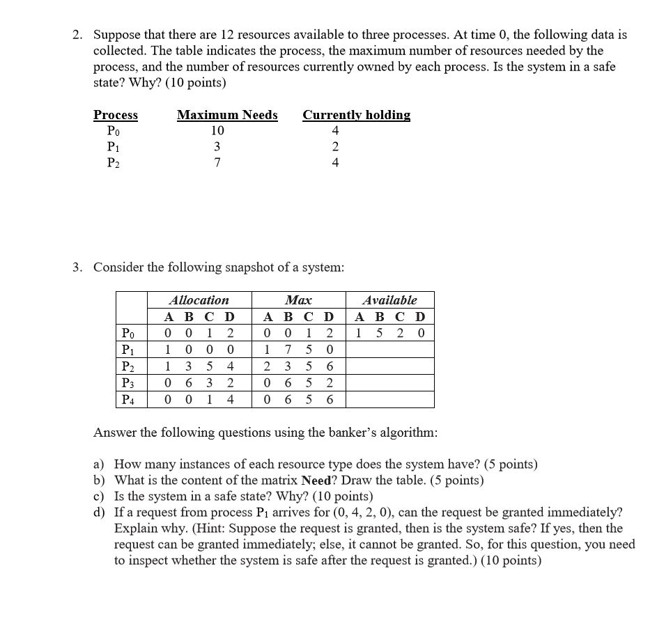 Solved 2. Suppose that there are 12 resources available to | Chegg.com