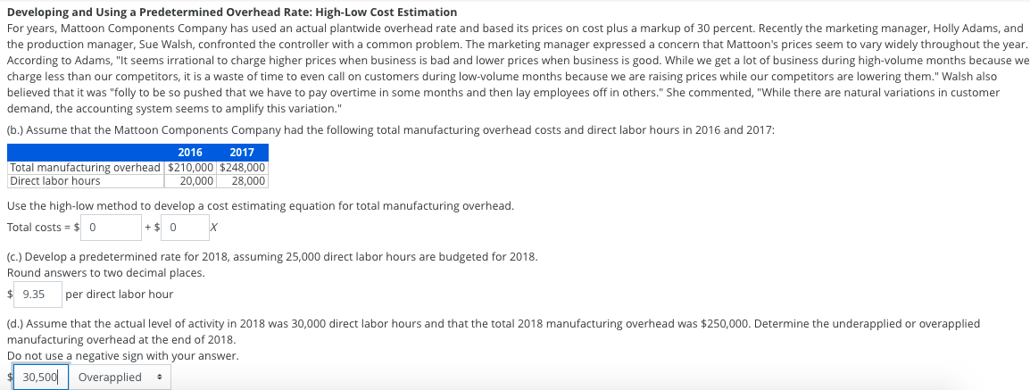 Solved Developing and Using a Predetermined Overhead | Chegg.com