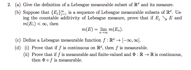 Solved A Give The Definition Of A Lebesgue Measurable