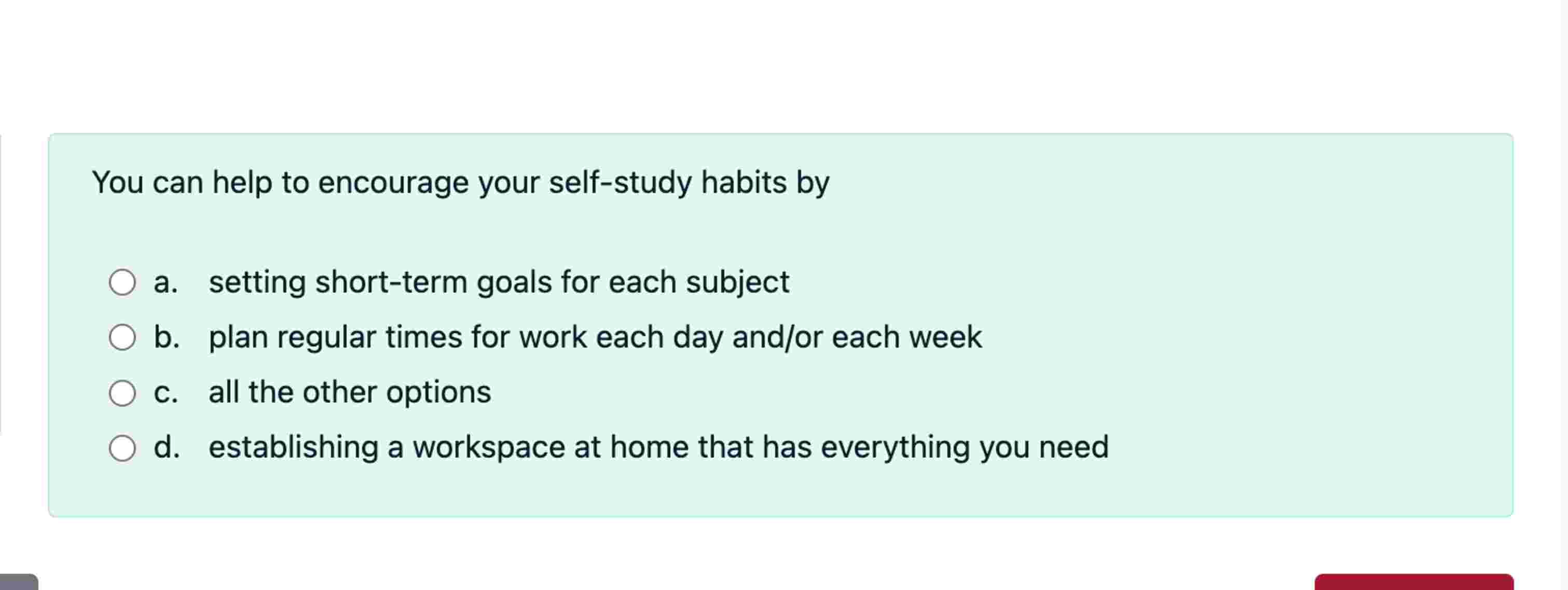 Solved You can help to encourage your self-study habits bya. | Chegg.com