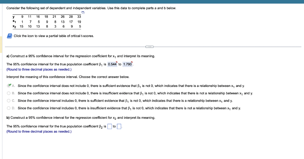 Solved b) Construct a 95% confidence interval for the | Chegg.com