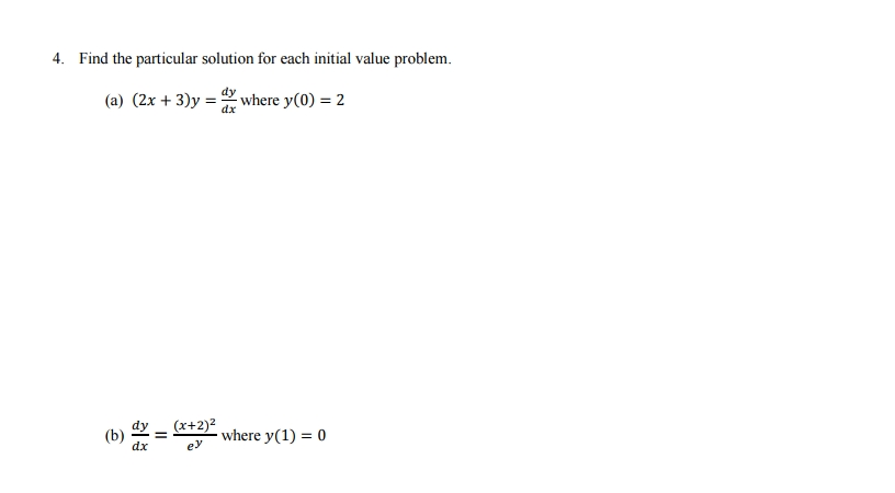 Solved 4. Find the particular solution for each initial | Chegg.com