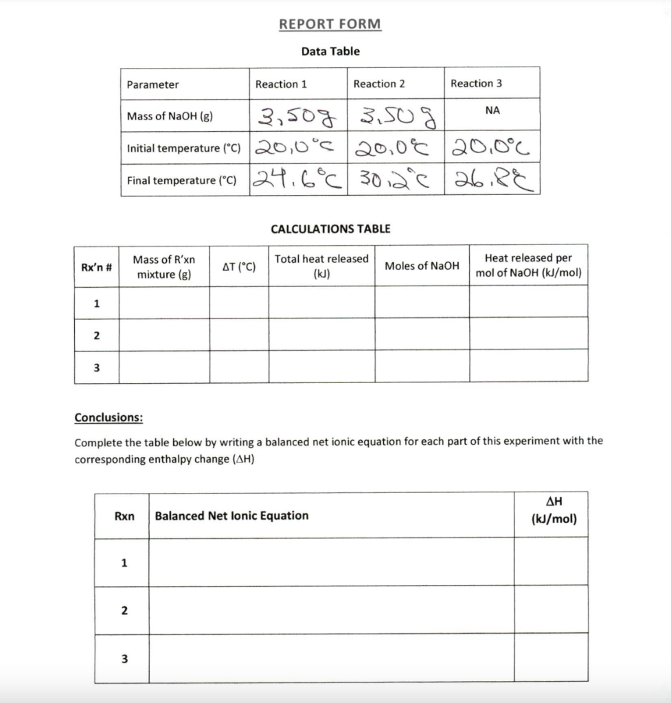 Solved For the heat calculations, you must use mass of | Chegg.com