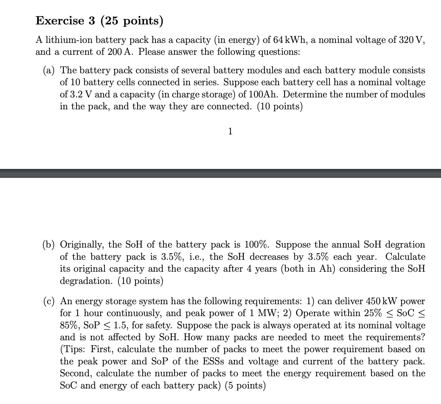 Solved Exercise 3 (25 ﻿points) ﻿A lithium-ion battery pack | Chegg.com