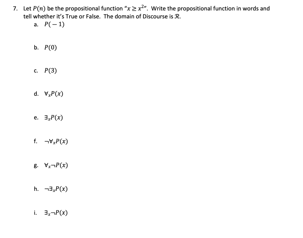 Solved 7 Let P N Be The Propositional Function “x X2