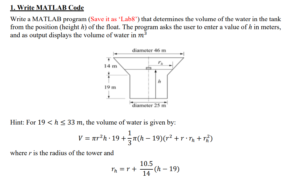 Solved 1. Write MATLAB Code Write a MATLAB program (Save it | Chegg.com Solved 1. Write MATLAB Code Write a MATLAB program (Save it | Chegg.com