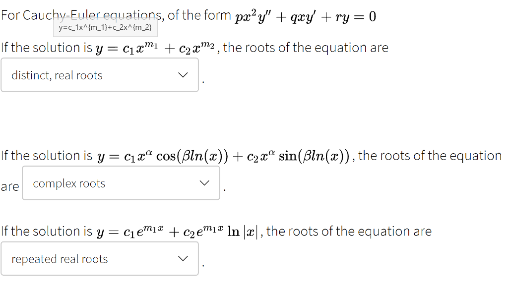 Solved [Select ] distinct, rcal roots repeated real roots | Chegg.com