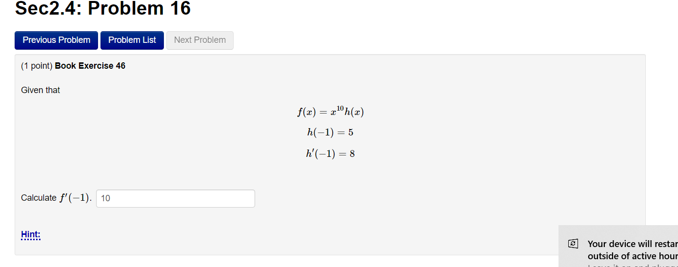 Solved Sec2.4: Problem 4 Previous Problem Problem List Next | Chegg.com