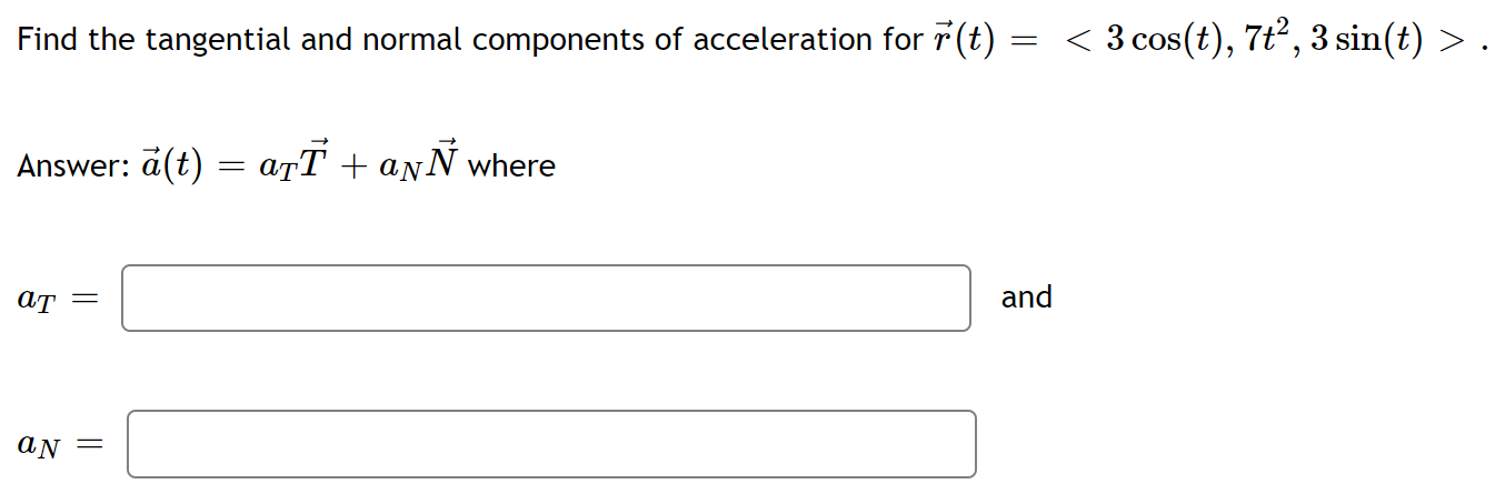 Solved Find the tangential and normal components of | Chegg.com