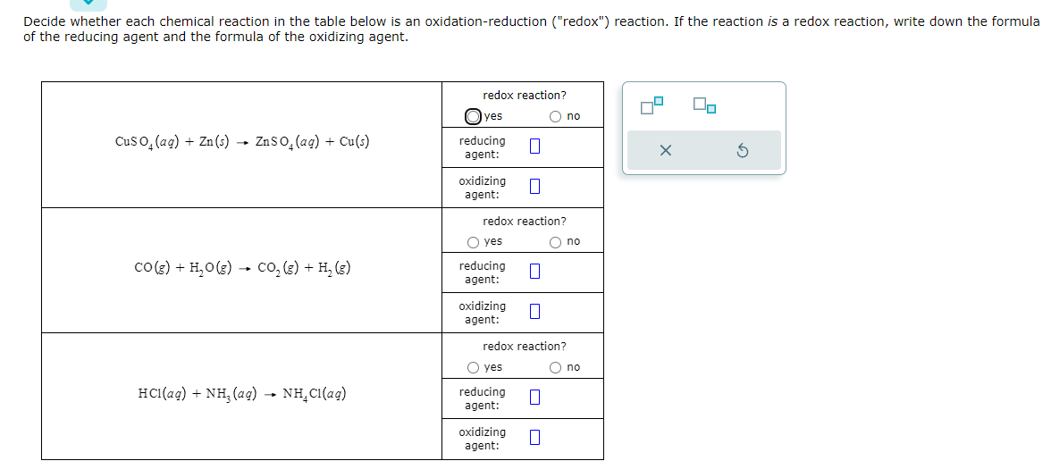 Solved Decide whether each chemical reaction in the table | Chegg.com