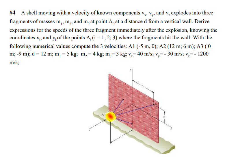 Solved \#4 A shell moving with a velocity of known | Chegg.com