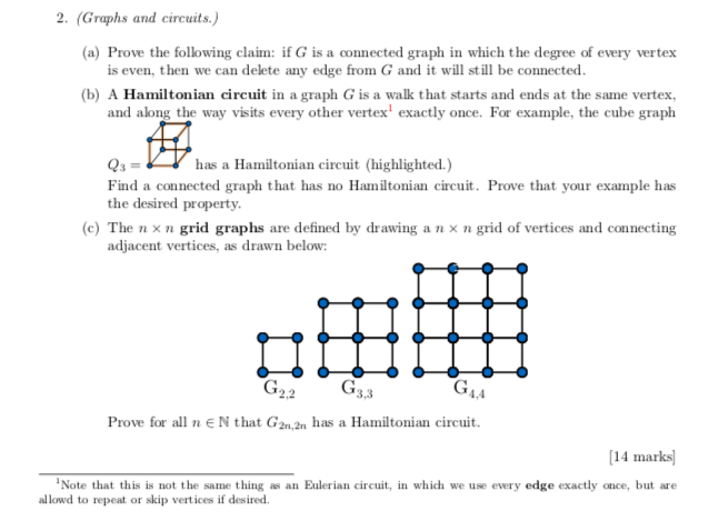 Solved 2. (Graphs and circuits.) (a) Prove the following | Chegg.com