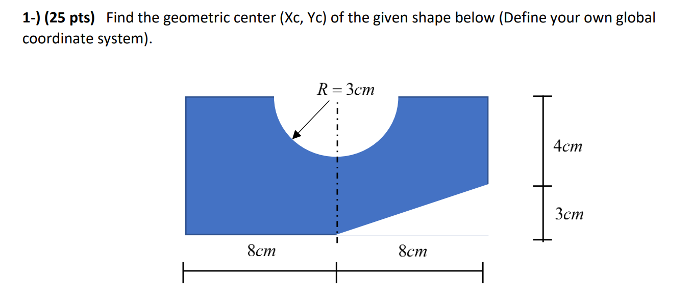 Solved 1-) (25 ﻿pts) ﻿Find the geometric center | Chegg.com