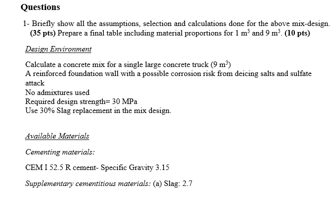 Solved Coarse Aggregate: Fine aggregate: Well graded gravel | Chegg.com
