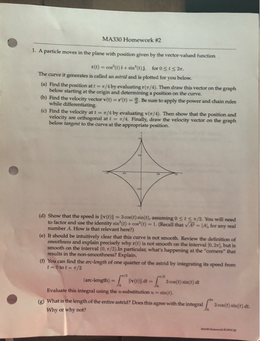 Solved A particle moves in the plane with position given by | Chegg.com