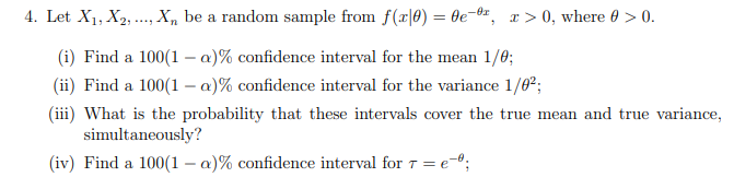 4. Let X1,X2,…,Xn be a random sample from | Chegg.com