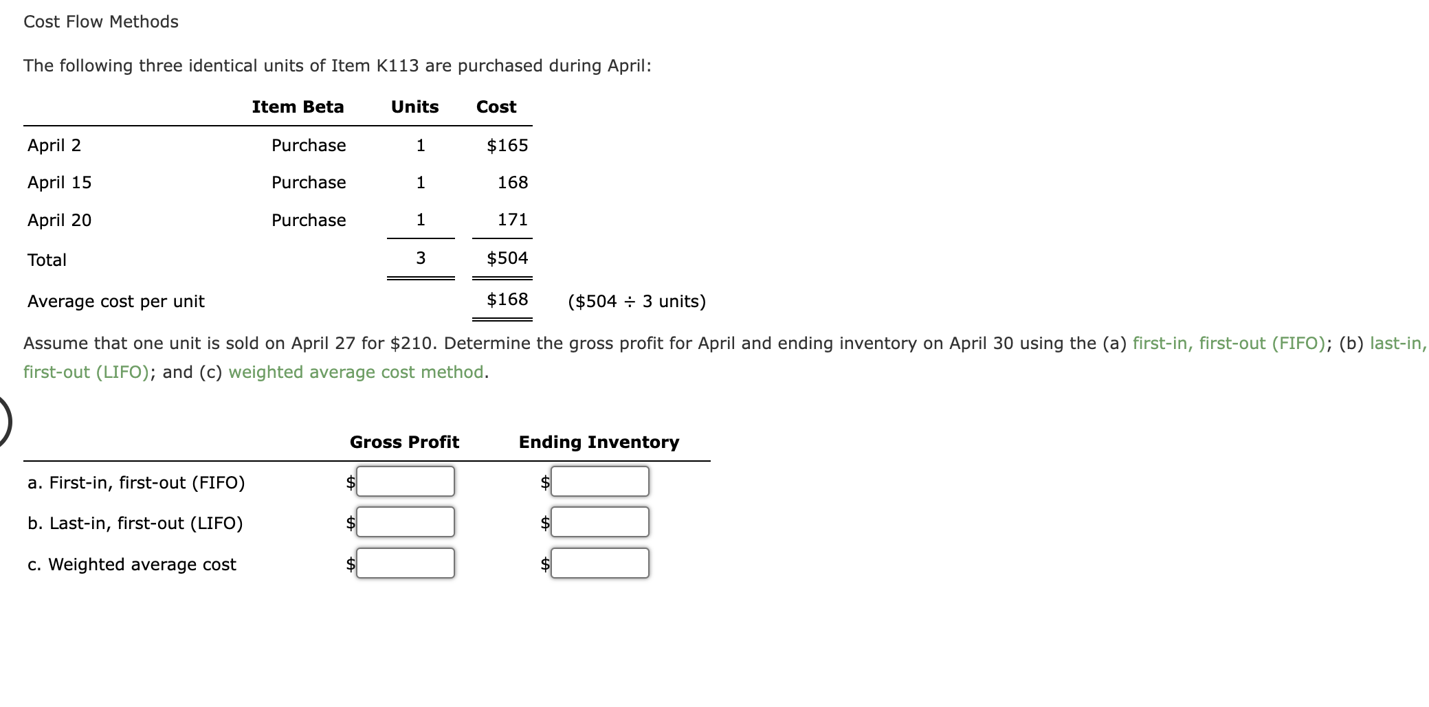 Solved Cost Flow Methods The following three identical units | Chegg.com
