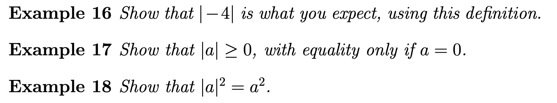 Solved Example 16 ﻿Show that |-4| ﻿is what you expect, using | Chegg.com
