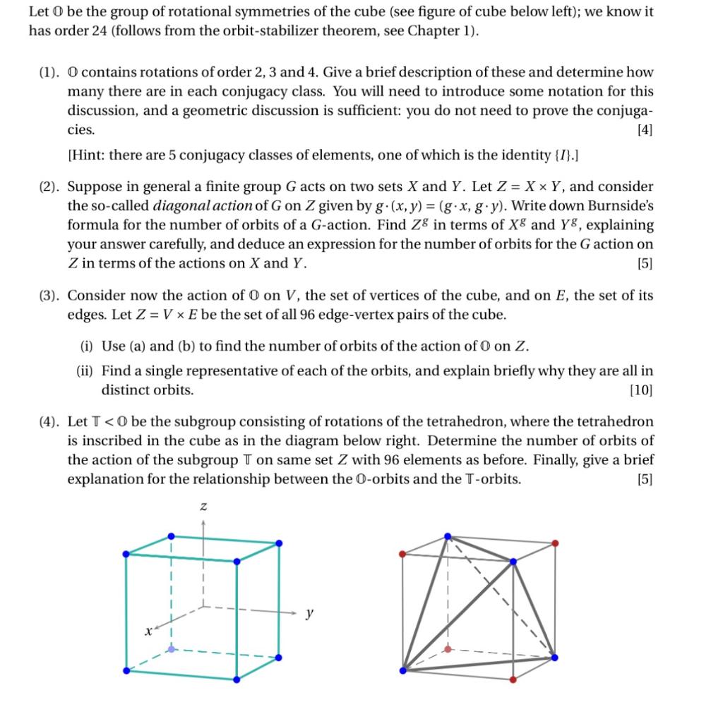 Solved Let 0 be the group of rotational symmetries of the | Chegg.com
