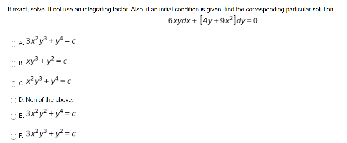 Solved If exact, solve. If not use an integrating factor. | Chegg.com
