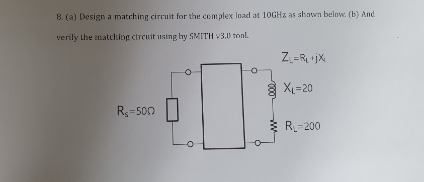 8. (a) Design a matching circuit for the complex load | Chegg.com