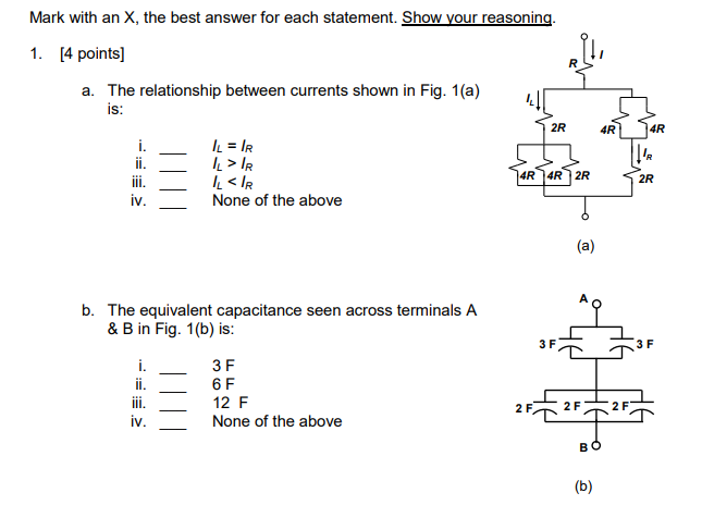 Solved Mark with an X, the best answer for each statement. | Chegg.com