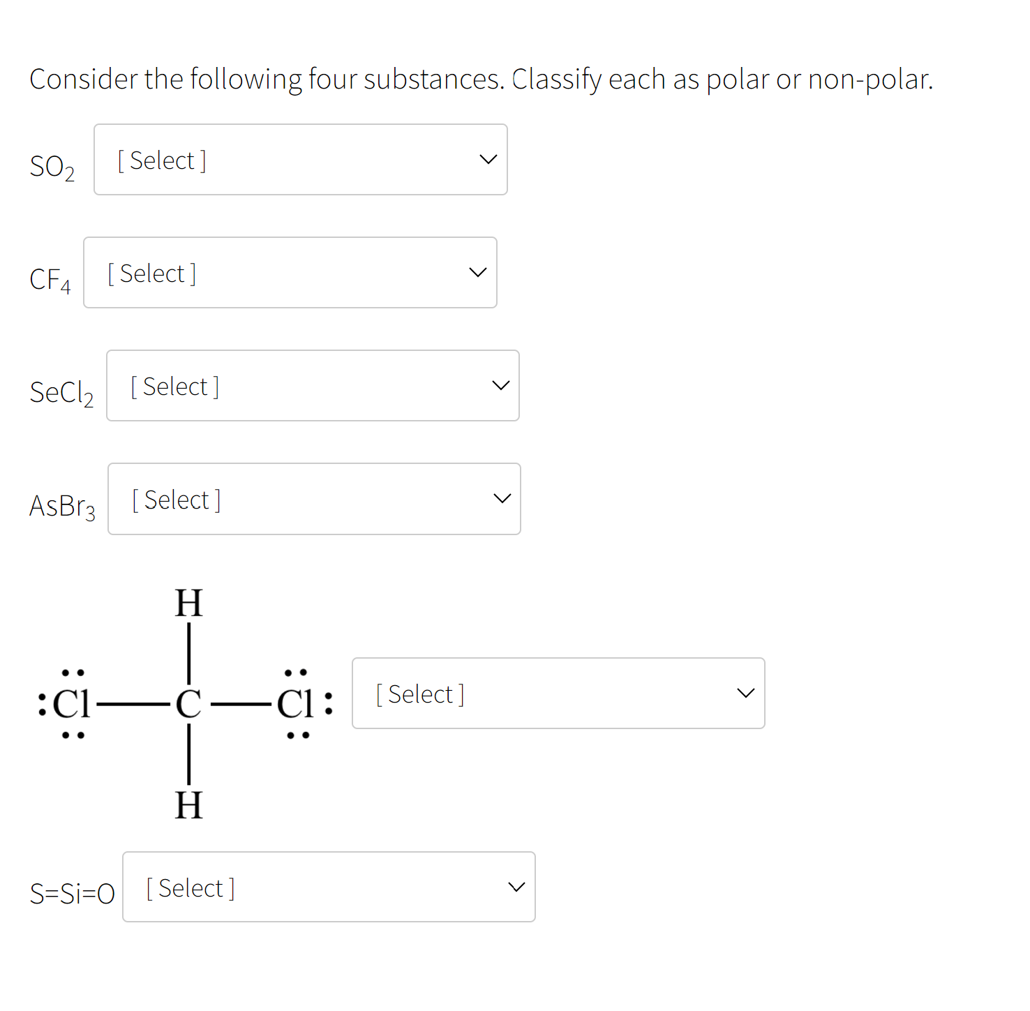 Solved Consider the following four substances. Classify each | Chegg.com