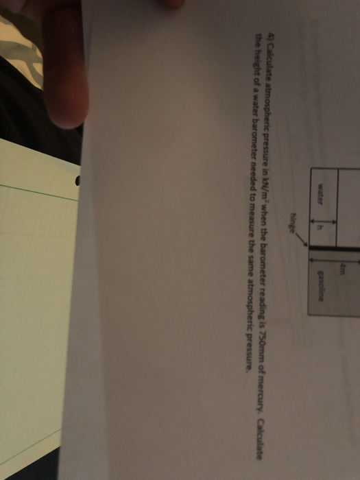 Solved the reading is 750mm of mercury. Calculate height of | Chegg.com