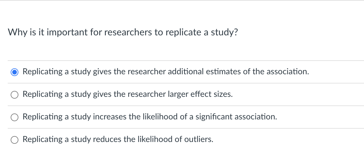 Solved Why is it important for researchers to replicate a | Chegg.com