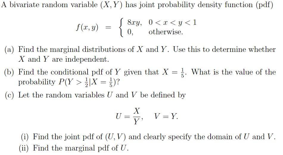 Solved A bivariate random variable (X,Y) has joint | Chegg.com