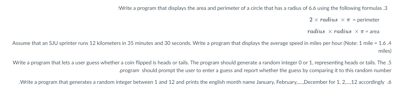Solved :Write a program that displays the area and perimeter | Chegg.com