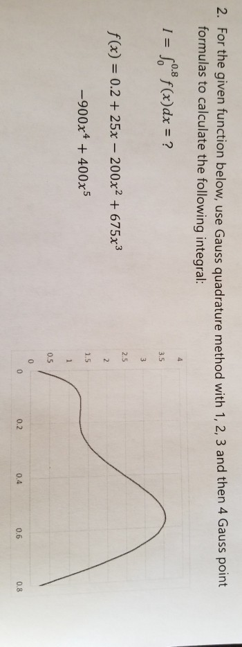 Solved Use the Gauss Quadrature method with 1,2,3 and 4 | Chegg.com