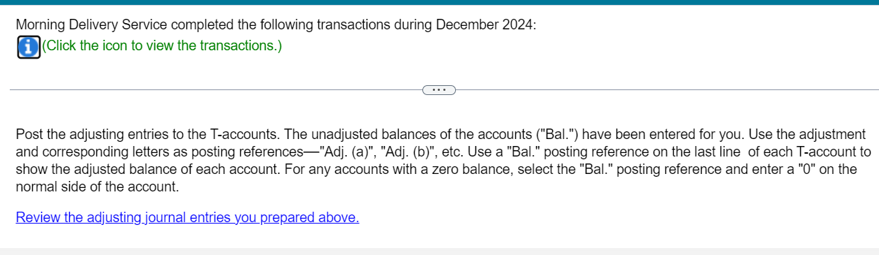 Solved Morning delivery service completed the following | Chegg.com