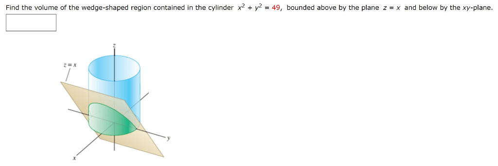 Solved Find the volume of the wedge-shaped region contained | Chegg.com