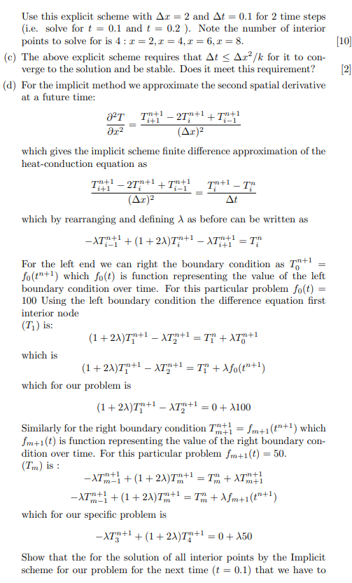 Solved The heat-conduction equation is given by k∂x2∂2T=∂t∂T | Chegg.com