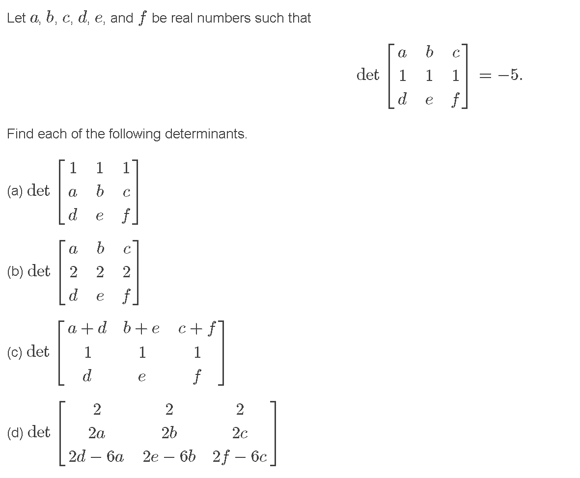 Solved Let a, b, c, d, e, and f be real numbers such that a | Chegg.com
