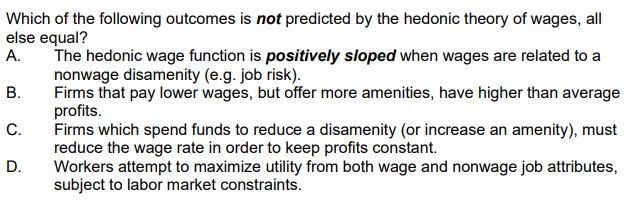 Solved A Which of the following outcomes is not predicted by | Chegg.com