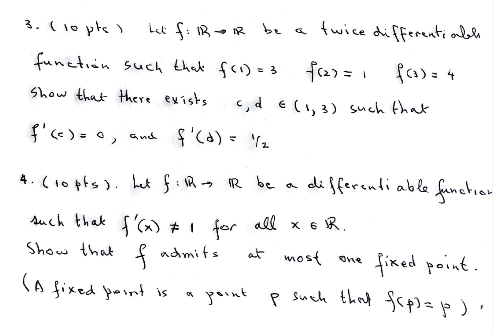 Solved 3. (lopts I Let f: lRR be a twice differentiable | Chegg.com