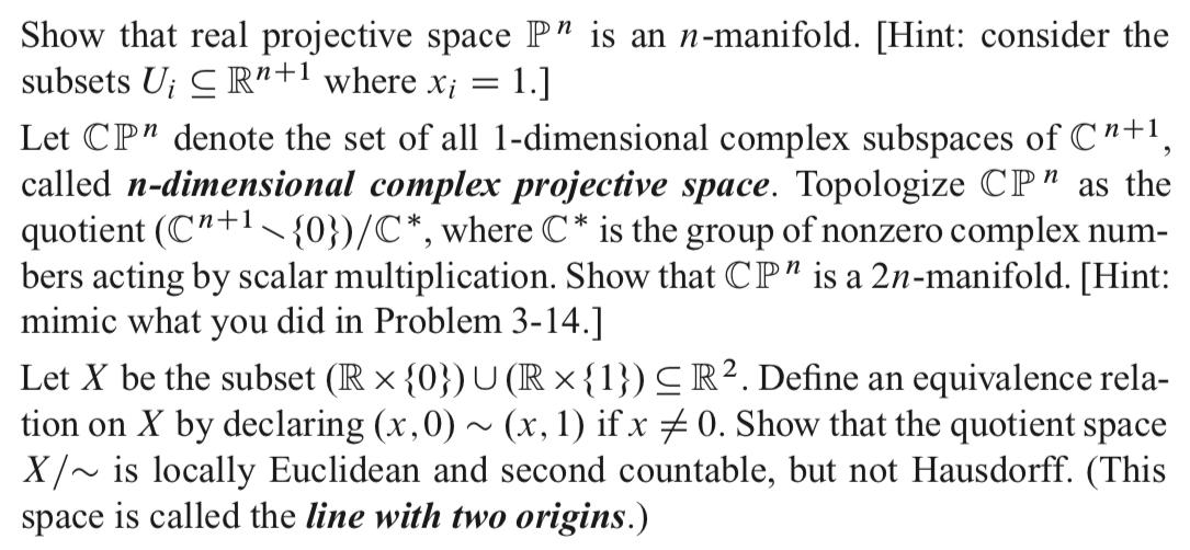 Show that real projective space Pn is an n-manifold. | Chegg.com