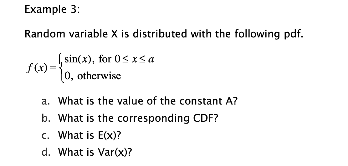 Solved Example 3: Random variable X is distributed with the | Chegg.com