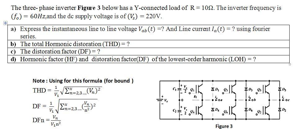 Solved The three-phase inverter Figure 3 below has a | Chegg.com