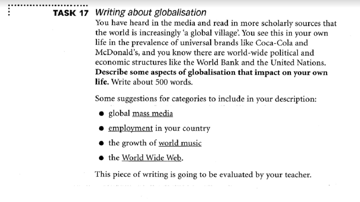 Solved TASK 17 Writing about globalisation You have heard in | Chegg.com
