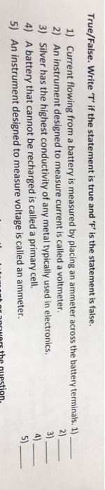 Solved True/False. Write T' if the statement is true and 'F' | Chegg.com