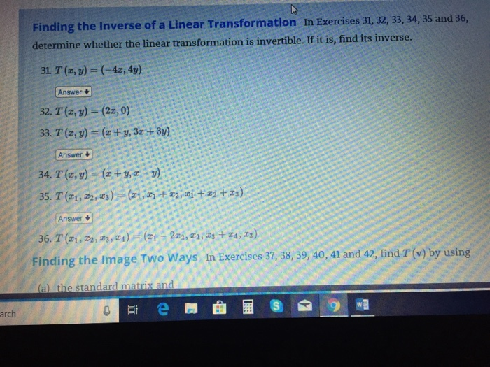 Solved Finding the Inverse of a Linear Transformation In | Chegg.com