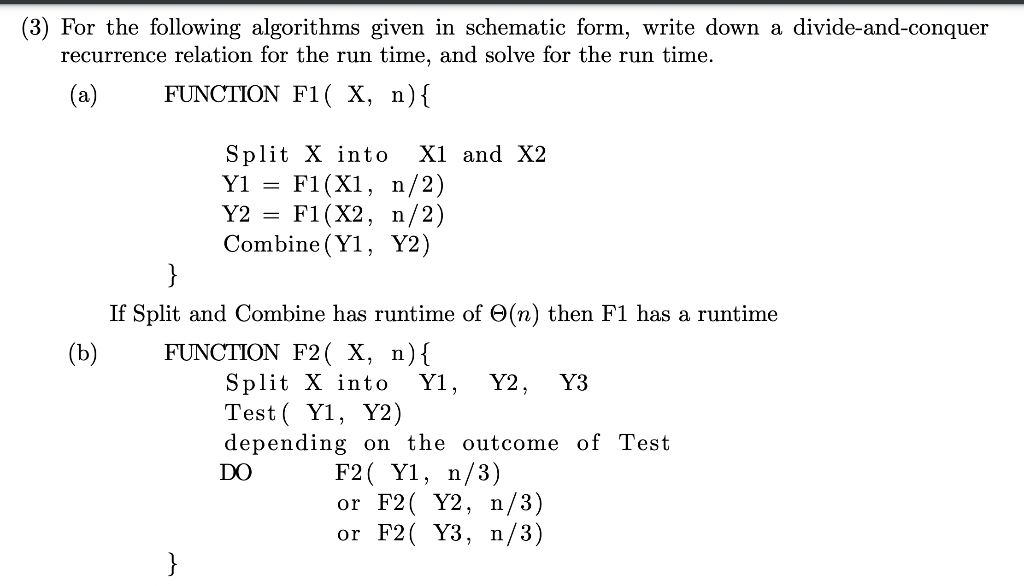 Solved (3) For the following algorithms given in schematic | Chegg.com